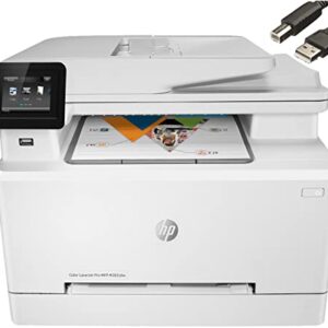 HP Color Laserjet Pro M283cdwC Wireless All-in-One Laser Printer, Print Scan Copy Fax, Auto 2-Sided Printing, Remote Mobile Print, 22ppm, 260-Sheet, 256MB, White - Bundle with JAWFOAL Printer Cable