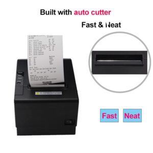 80mm Receipt Thermal Printer Auto Cutting Paper Bluetooth Wireless 3 inch Bill QR Code Barcode USB Bluetooth iOS Android (USB+Bluetooth Port)