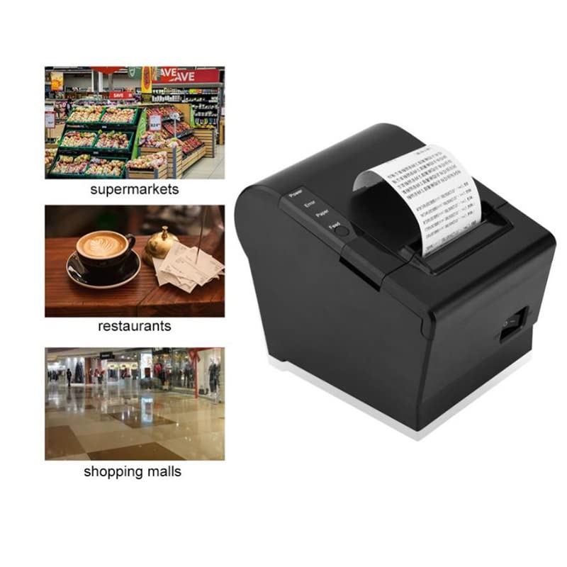 80mm Receipt Thermal Printer Auto Cutting Paper Bluetooth Wireless 3 inch Bill QR Code Barcode USB Bluetooth iOS Android (USB+Bluetooth Port)