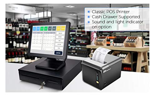 Meihengtong 3'1/8 80mm Thermal Receipt Printer, 250mm/s POS Printer with Auto Cutter, USB Serial Ethernet LAN Windows Driver ESC/POS RJ11 RJ12 Cash Drawer, Support Windows/Mac, not Work with Square