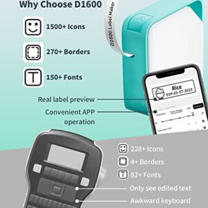 Vixic Label Maker Machine with Tape D1600 Label Maker Bluetooth Label Printer Sticker Maker for Phone Labeler Machine with Multiple Templates for Home, Office, School, Storage, Kitchen, Gift Labeling