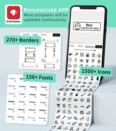 Vixic Label Maker Machine with Tape D1600 Label Maker Bluetooth Label Printer Sticker Maker for Phone Labeler Machine with Multiple Templates for Home, Office, School, Storage, Kitchen, Gift Labeling