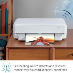 HP Envy 6052e All-in-One Wireless Color Inkjet Printer, Print Copy Scan, 2-Sided Printing, WiFi USB Bluetooth Connectivity, 6 Months Instant Ink Included, White, W/Silmarils Printer Cable