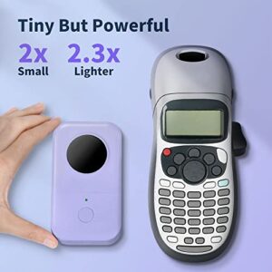 Purple D30 Label Maker Machine with 4 Tapes - Black on Pink, Blue, Yellow, White Tape, Mini Bluetooth Label Printer, Portable Smart Phone Handheld Sticker Mini Labeler Inkless Rechargeable, BPA-Free