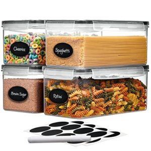 airtight food storage containers set of 4 – pasta containers for pantry organization and storage, bpa free spaghetti container, air tight house kitchen storage containers