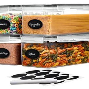 Airtight Food Storage Containers Set of 4 - Pasta Containers for Pantry Organization and Storage, BPA Free Spaghetti Container, Air Tight House Kitchen Storage Containers