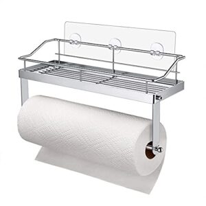 carry360 adhesive paper towel holder shelf,wall mounted paper towel roll rack basket for kitchen,shower bathroom & balcony,rustproof,no drilling,sus 304 stainless steel