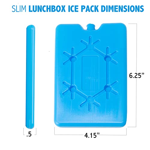 Kona Ice Packs for Lunch Bags - No Ice Required - Reusable Long Lasting (-5C) Small Thin Freezer Packs - Freezes in 25 Minutes (4)