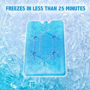 Kona Ice Packs for Lunch Bags - No Ice Required - Reusable Long Lasting (-5C) Small Thin Freezer Packs - Freezes in 25 Minutes (4)