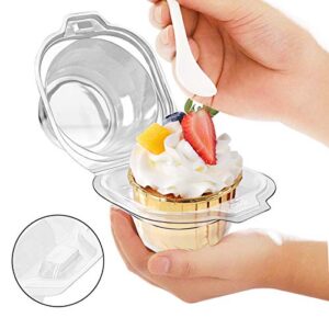 FoodieJoy 120 Packs Individual Cupcake Containers Stackable Single Compartment Cupcake Disposable Carrier Holder Box Deep Dome Clear Plastic BPAFree (120 counts)