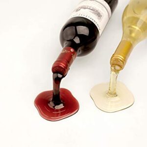 Spilled Wine Bottle Holder - Fun and Unique Way to Display Your Favorite Wine - Red and White (Set of 2)