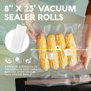 Avid Armor - Vacuum Seal Rolls, Vac Seal Bags for Food Storage, Meal Saver Freezer Vacuum Sealer Bags, Sous Vide Bags Vacuum Sealer, Non-BPA Vacuum Sealer Bags, 8 inches by 25 feet, Pack of 4