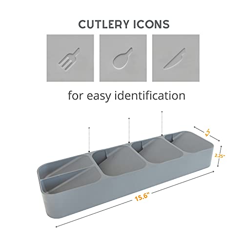 Kitchen Drawer Organizer, Compact Cutlery Organizer, Narrow Utensil Divider Tray, Small Silverware Holder Spoon Fork Flatware Storage, One-size (Compact Cutlery Organizer)