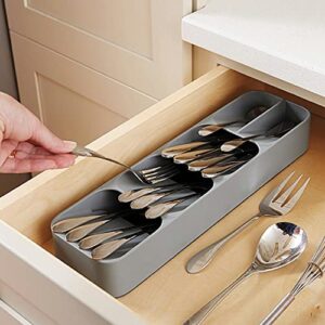 Kitchen Drawer Organizer, Compact Cutlery Organizer, Narrow Utensil Divider Tray, Small Silverware Holder Spoon Fork Flatware Storage, One-size (Compact Cutlery Organizer)