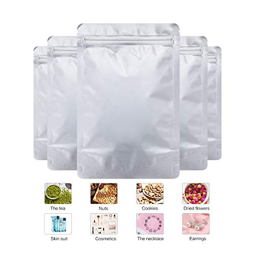 LZLPACKING 100 Pieces Smell Proof Mylar Bags- Resealable Packaging Pouch Bag with Clear Window for Food Storage，stand up pouch bags，Lipgloss，Eyelash Jewelry Electronics Storage(6×9 Inch)