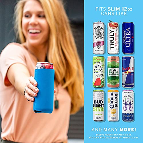 Slim Can Cooler Sleeves (14-Pack) Soft Insulated Slim Can Koolie for White Claw Seltzer & Slim Beer - HTV Blanks for Vinyl Projects - Skinny Can Koolies Bulk - Tall Can Koolie - Coolies for Slim Cans