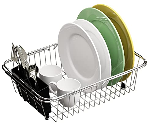 TESOT Adjustable Over Sink Dish Rack Stainless Steel Dish Drying Rack On Counter or in Sink, Rustproof