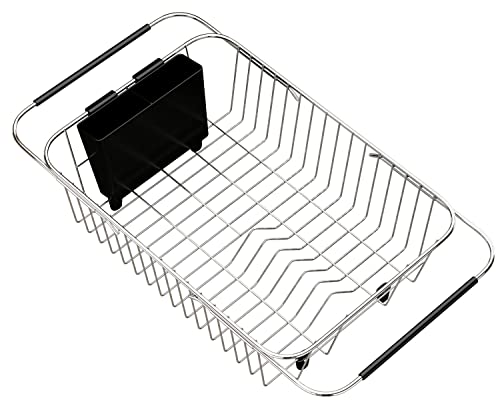 TESOT Adjustable Over Sink Dish Rack Stainless Steel Dish Drying Rack On Counter or in Sink, Rustproof