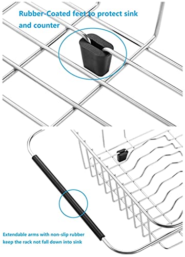 TESOT Adjustable Over Sink Dish Rack Stainless Steel Dish Drying Rack On Counter or in Sink, Rustproof