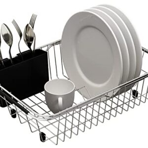 TESOT Adjustable Over Sink Dish Rack Stainless Steel Dish Drying Rack On Counter or in Sink, Rustproof