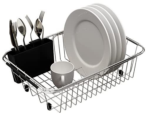 TESOT Adjustable Over Sink Dish Rack Stainless Steel Dish Drying Rack On Counter or in Sink, Rustproof