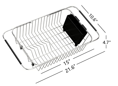 TESOT Adjustable Over Sink Dish Rack Stainless Steel Dish Drying Rack On Counter or in Sink, Rustproof