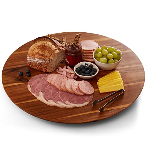 Tidita 21" Acacia Lazy Susan Organizer for Table - Wooden Lazy Susan Turntable - Wood Kitchen Turntable Storage Food for Cheese Boards, Pantry, Fridge, Refrigerator, Countertop (Acacia Wood)