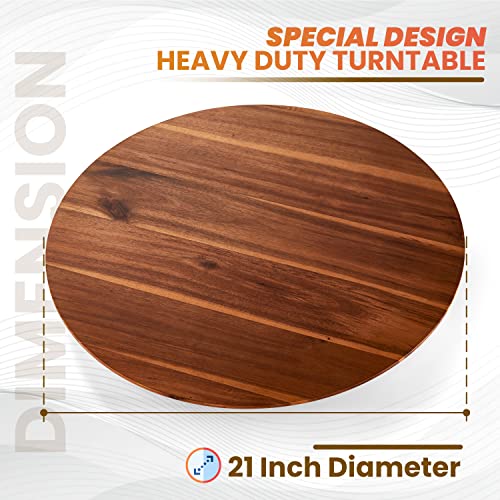 Tidita 21" Acacia Lazy Susan Organizer for Table - Wooden Lazy Susan Turntable - Wood Kitchen Turntable Storage Food for Cheese Boards, Pantry, Fridge, Refrigerator, Countertop (Acacia Wood)