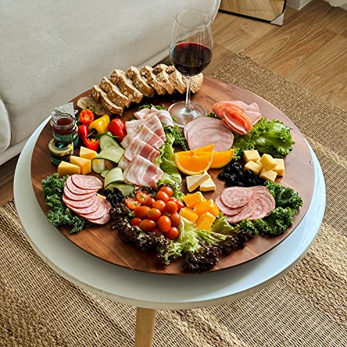 Tidita 21" Acacia Lazy Susan Organizer for Table - Wooden Lazy Susan Turntable - Wood Kitchen Turntable Storage Food for Cheese Boards, Pantry, Fridge, Refrigerator, Countertop (Acacia Wood)