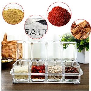 Clear Seasoning Box,V-Resourcing 4 Pieces Clear Seasoning Storage Container for Spice Salt Sugar Cruet,Condiment Jars with Spoons