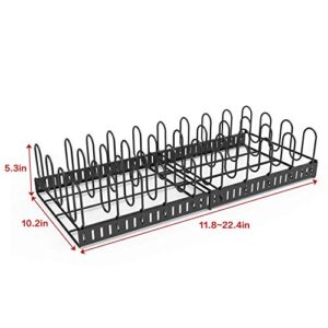 Expandable Food Container Lid Organizer,Large Capacity Adjustable 10 Dividers Detachable Lid Organizer Rack for Cabinets, Cupboards, Pantry Shelves, Drawers to Keep Kitchen Tidy,Black(Patent Pending)