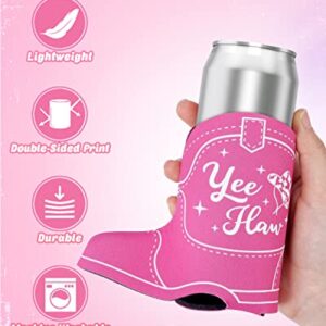 12 Pack Cowgirl Boot Bachelorette Party Skinny Can Sleeves Disco Cowgirl Slim Beverage Sleeves Favor Bridal Shower Insulated Neoprene Drink Holder for Western Themed Space Cowgirl Party Decorations