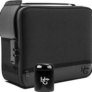 Herb Guard XL Smell Proof Bag & Stash Box with Combo Lock (Case Holds Up to 5 Ounces) - Includes YKK Zippers, 250ml / Half oz Smell Proof Jar, Built in Tray & Travel Bags (Black)