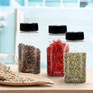 RoyalHouse 12 Pack 9.5 Oz Plastic Spice Jars with Black Cap, Clear and Safe Plastic Bottle Containers with Shaker Lids for Storing Spice, Herbs and Seasoning Powders, BPA Free, Made in USA