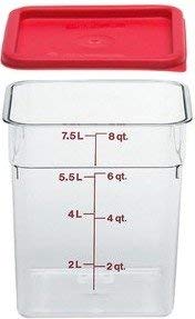 cambro camwear polycarbonate square food storage container, 8 quart with lid