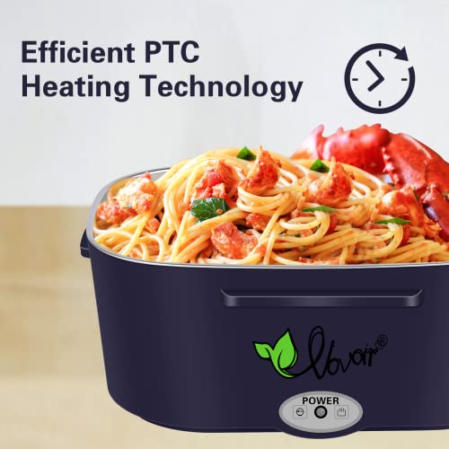 Vovoir Electric Heating Lunch Box 60W 110V/12V/24V 3 in 1 Portable Food Warmer Lunch Heater for Car Truck Home Work,Heated Lunch Boxes for Adults-Leak Proof,Removable Stainless Steel Food Container