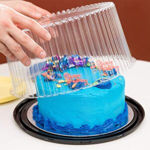 10-11" Plastic Disposable Cake Containers Carriers with Dome Lids and Cake Boards | 3 Round Cake Carriers for Transport | Clear Bundt Cake Boxes/Cover | 2-3 Layer Cake Holder Display Containers