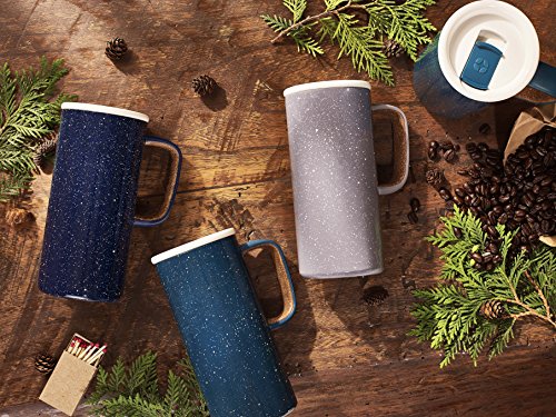 Ello Campy Vacuum Insulated Travel Mug with Leak-Proof Slider Lid and Comfy Carry Handle, Perfect for Coffee or Tea, BPA Free, Avalon Sea, 18oz