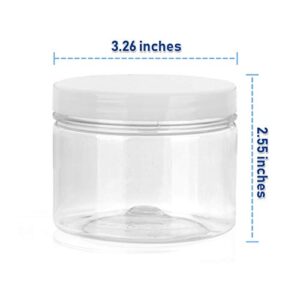 Slime Containers with Water-tight Lids (8 oz, 12 Pack) - Clear Plastic Food Storage Jars with Individual Labels- Great for your slime kit - BPA Free