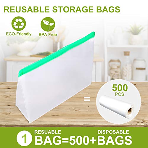 Reusable Ziplock Bags Silicone, 10 Pack Reusable Freezer Bags LeakProof, Seal Reusable Snack Bags for Kids - 2 Gallon + 4 Sandwich + 4 Snack Bags for Food Storage Meat Fruit Cereal | BPA Free