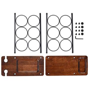 ALLCENER Wine Rack with Glass Holder, Countertop Wine Rack, Wooden Wine Holder with Tray, Perfect for Home Decor & Kitchen Storage Rack etc (Hold 6 Bottles and 2 Glasses )