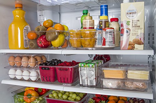 Kitchen Spaces KSDB12-AMZ Compact Deli Bins Stackable Food Storage Organizer for Fridge, Freezer, and Pantry, 8.7" x 3.5" x 6.8", Clear