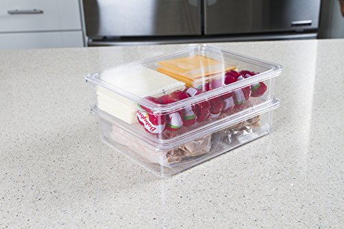 Kitchen Spaces KSDB12-AMZ Compact Deli Bins Stackable Food Storage Organizer for Fridge, Freezer, and Pantry, 8.7" x 3.5" x 6.8", Clear