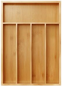 bameos utensil drawer organizer, cutlery tray desk drawer organizer silverware holder kitchen knives tray drawer organizer, 100% pure bamboo cutlery in natural color (9.75)