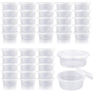 augshy small plastic containers with lids for slime, 50 pack foam ball storage containers with lids (2 oz)