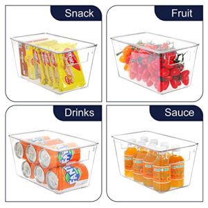 Plastic Storage Bin with Lids, ESARORA Stackable Clear Organizer Basket Bins with Handle for Fridge, Cabinet, Bedroom, Closet, Bathroom, Office, Kitchen & Pantry Organization, 6 PACK