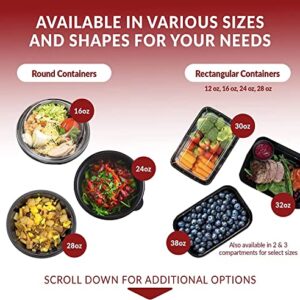 Reli. Meal Prep Containers, 30 oz. (50 Pack) - Black 2 Compartment Food Containers with Lids, Microwavable Food Storage Containers - Black Reusable Bento Box/Lunch Box Containers for Meal Prep (30 oz)