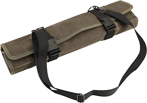 Knife Roll ,Chef’s Knife Roll Bag, Waxed Canvas Knife Cutlery Carrier, Portable Chef Knife Cases, Knife Roll Holders With 10 Slots Plus 1 Zipper Pockets Can Hold Home Kitchen Knife Tools Up To 18.8”