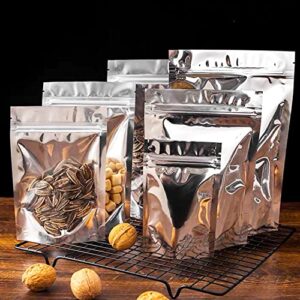 LOKQING Mylar Bags for Food Storage Resealable Bags for Small Business Stand Up Packaging Bags (100PACK,4.9 x7.9Inches)