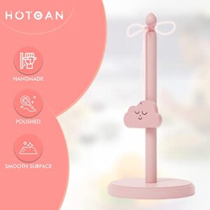 HOTCAN Wood Pink Paper Towel Holder for Countertop, Cute Paper Towel Holder with Beer Bottle Opener, Pink Kitchen Accessories Made of Beech Wood, Pink Home Decor, Windproof Design for Outdoor Use